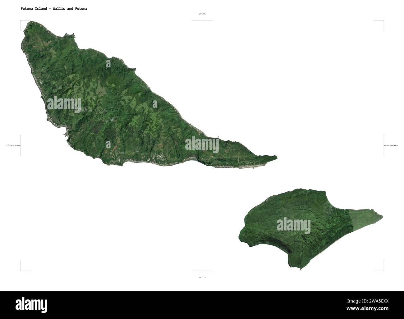 Shape of a high resolution satellite map of the Futuna Island - Wallis ...