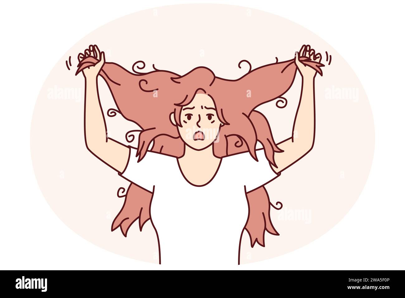 Shocked woman tearing hair on head due to depression or lot of stress ...