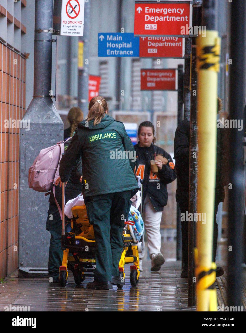 London, UK. 2nd Jan, 2023. Lines of ambulances at the Royal London ...