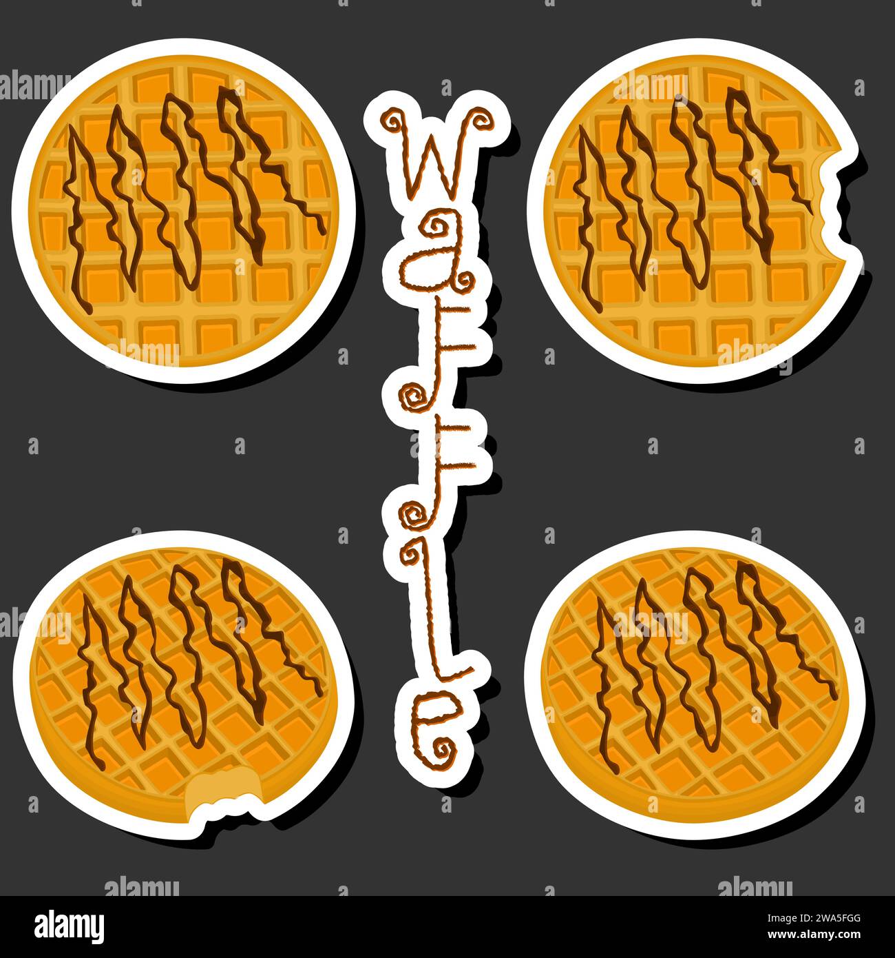 Illustration on theme big kit different types biscuit waffle with cell ...