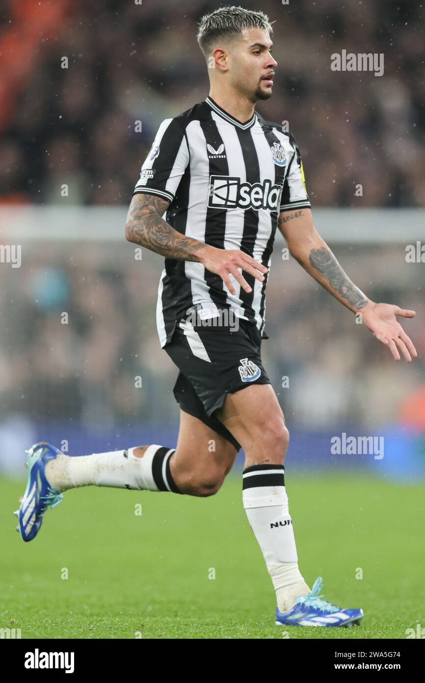 Liverpool, UK. 1st Jan, 2024. Bruno Guimarães of Newcastle United ...