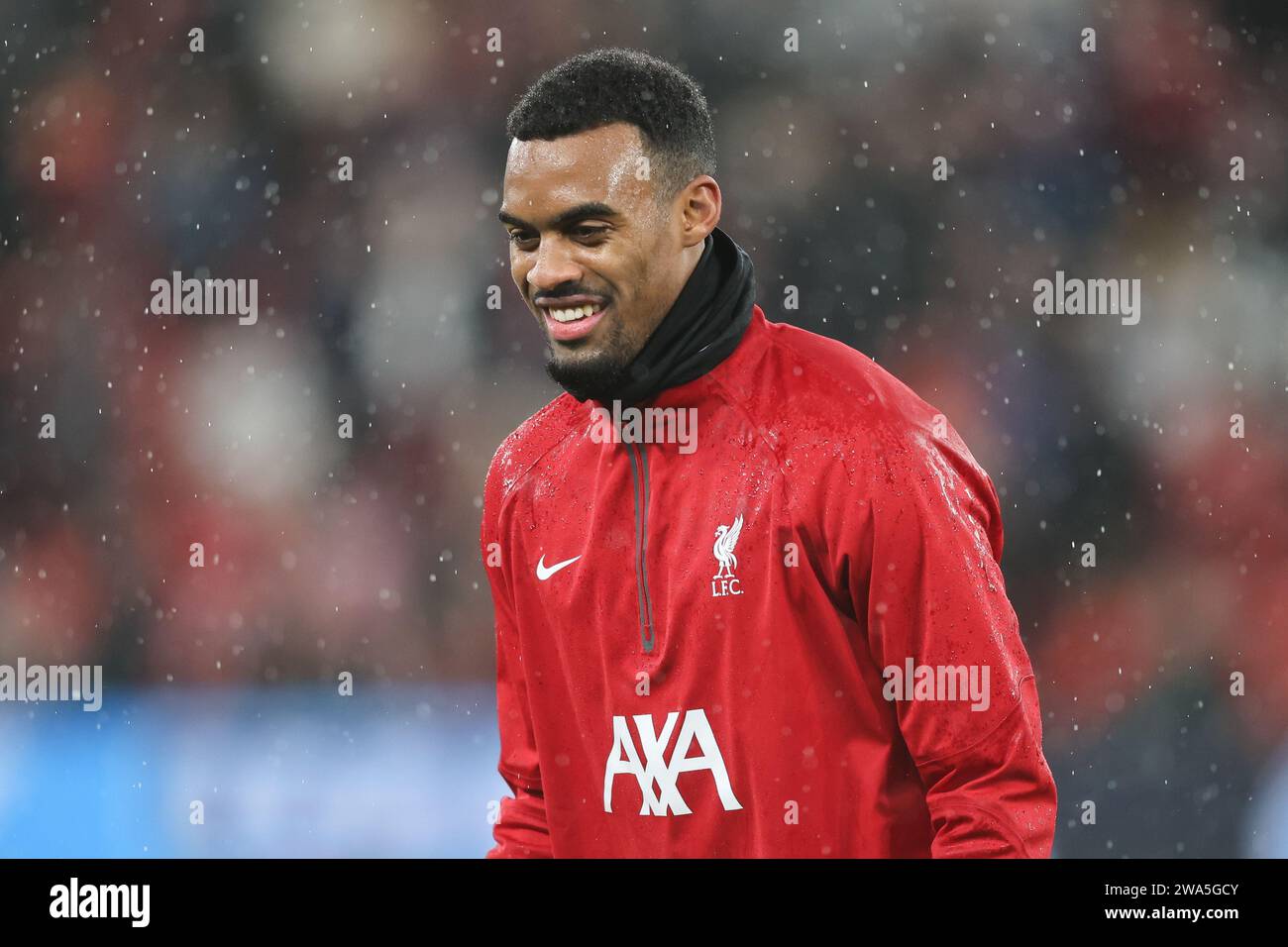 Liverpool, UK. 1st Jan, 2024. Ryan Gravenberch of Liverpool during the ...