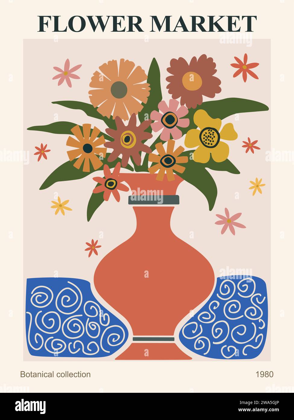 Abstract Flower Market poster vector art print Stock Vector Image & Art ...