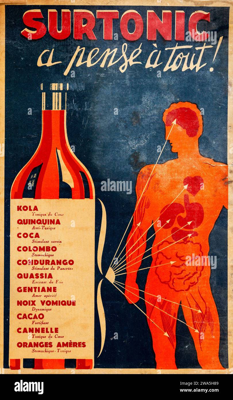 Surtonic, a pense a tout (1930s) French Advertising Poster Stock Photo ...
