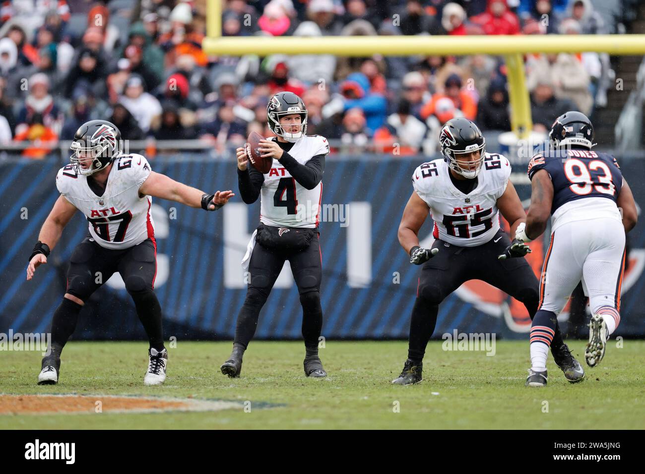 Atlanta Falcons quarterback Taylor Heinicke (4) looks to pass the ball ...