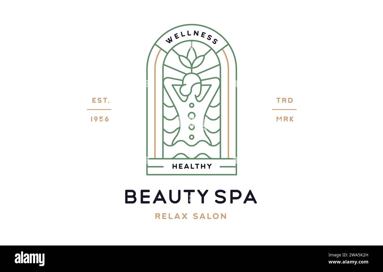 Beauty Spa Relax Salon Label. Minimalist line art logo template. Simple ...