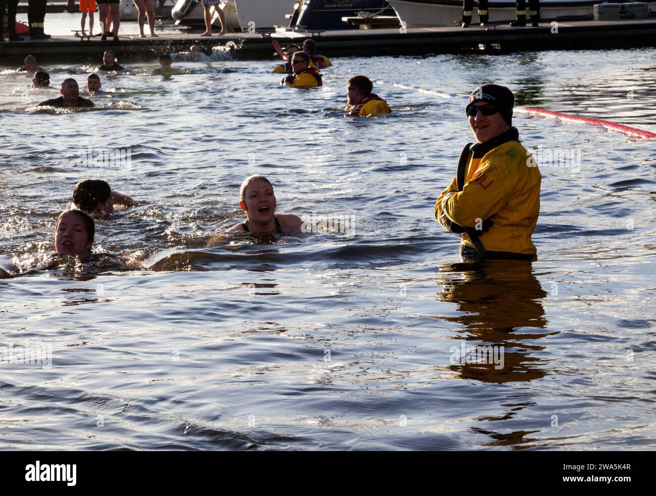 New Year Dook at Rhu Marina, Helensburgh, Scotland Stock Photo - Alamy