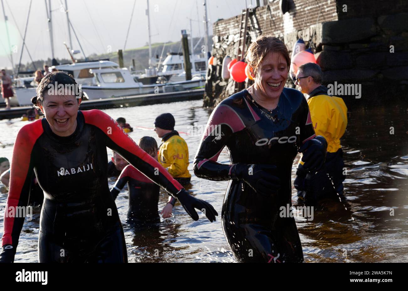 New Year Dook at Rhu Marina, Helensburgh, Scotland Stock Photo - Alamy