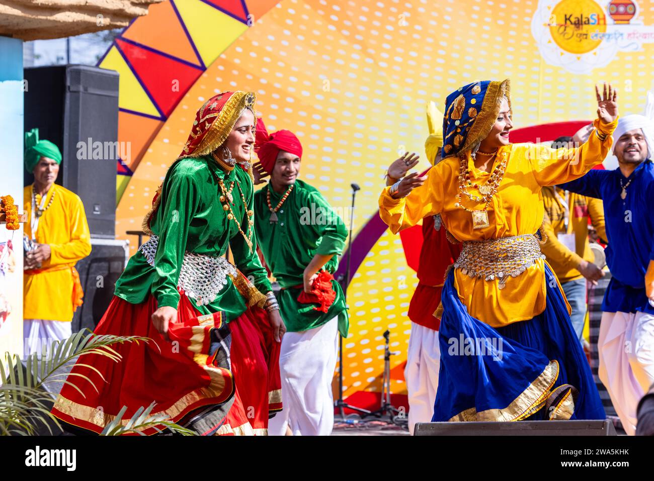 Group of beautiful female artists from haryana while performing the ...