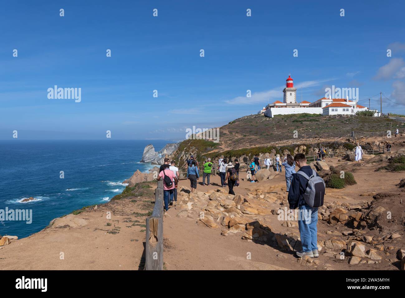 Cabo da Roca, Portugal - October 14, 2023 - Tourists at famous Cabo da ...