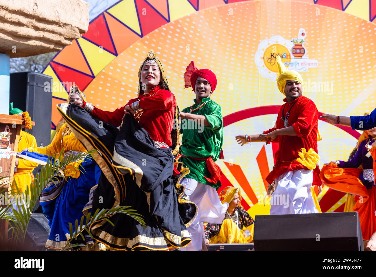 Group of beautiful female artists from haryana while performing the ...
