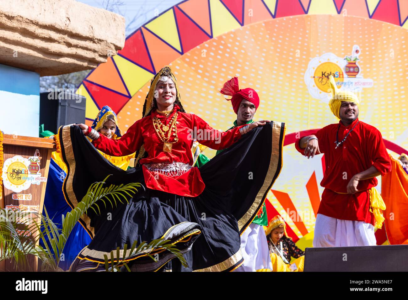 Group of beautiful female artists from haryana while performing the ...