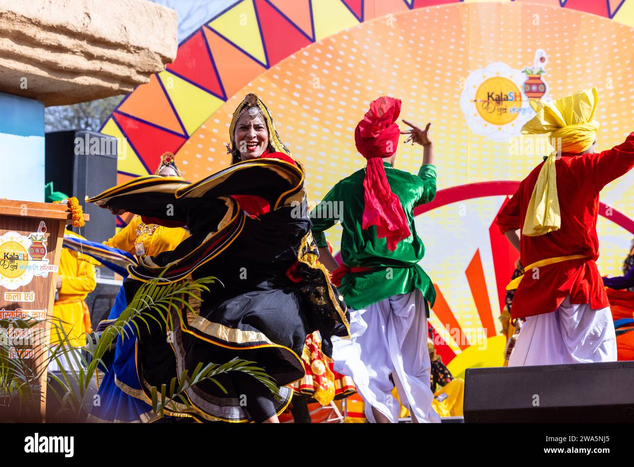 Group of beautiful female artists from haryana while performing the ...