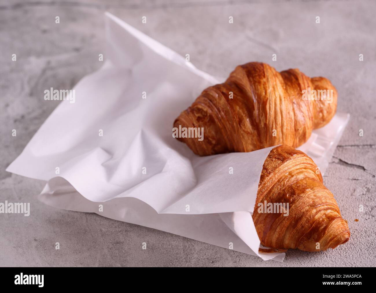 croissants and coffee traditional european breakfast Stock Photo - Alamy