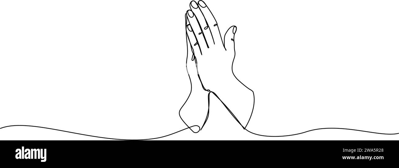Praying hands one continuous line vector illustration Stock Vector ...