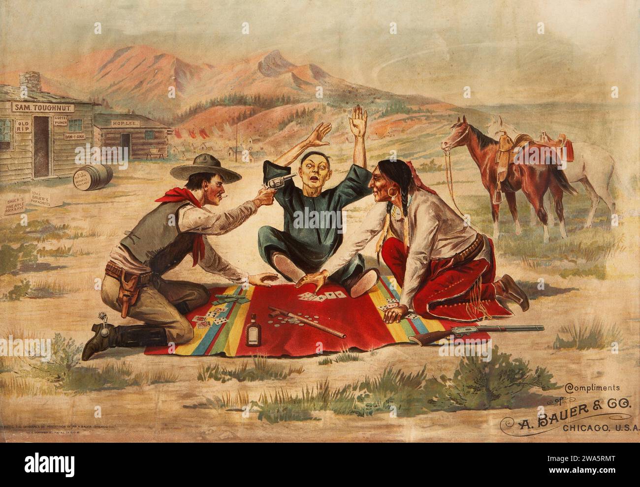 A. Bauer & Company Whiskey - Advertising Poster 1897 Stock Photo - Alamy