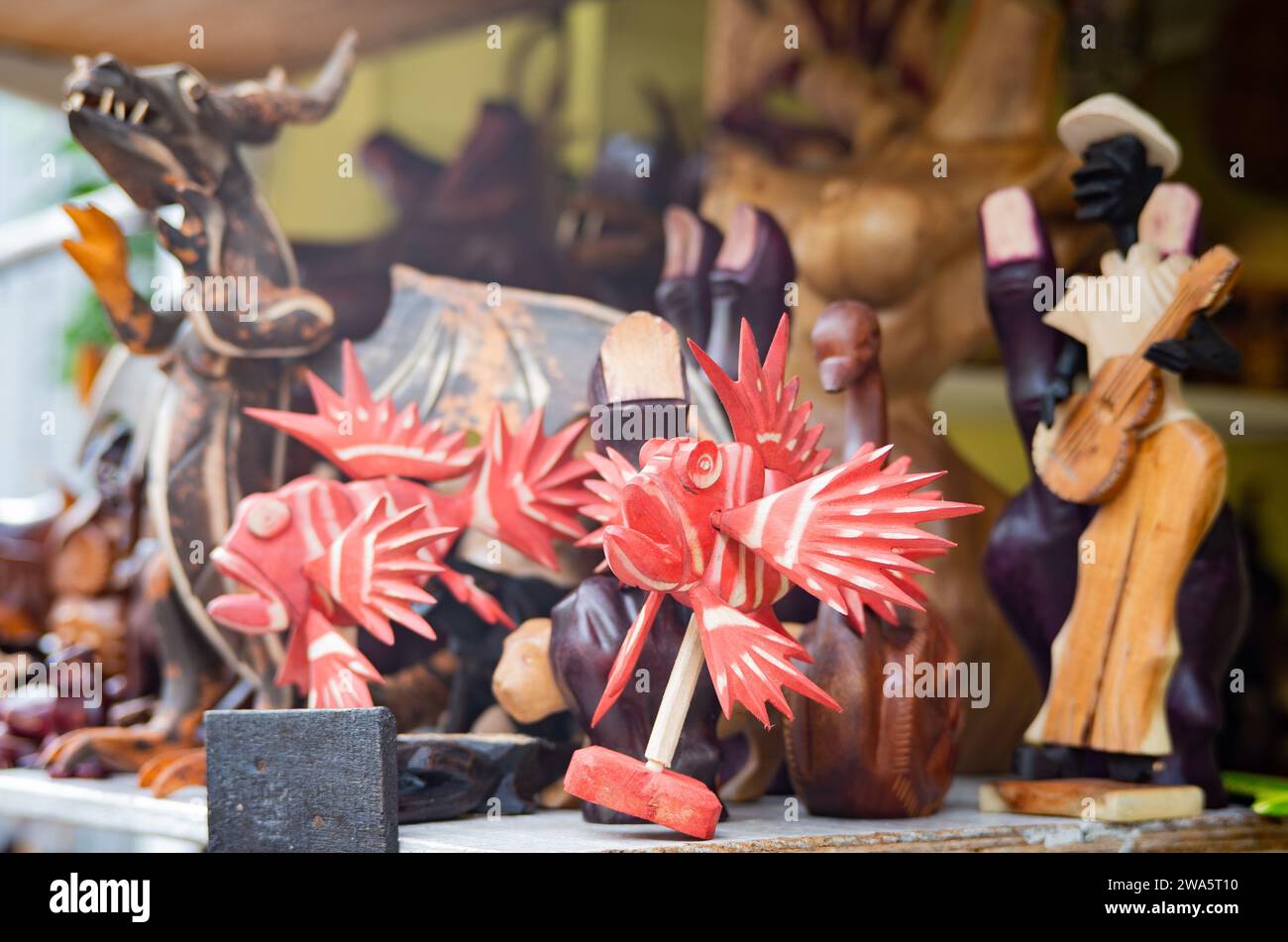 Wooden street crafts sold on the island of New Providence, The Bahamas ...