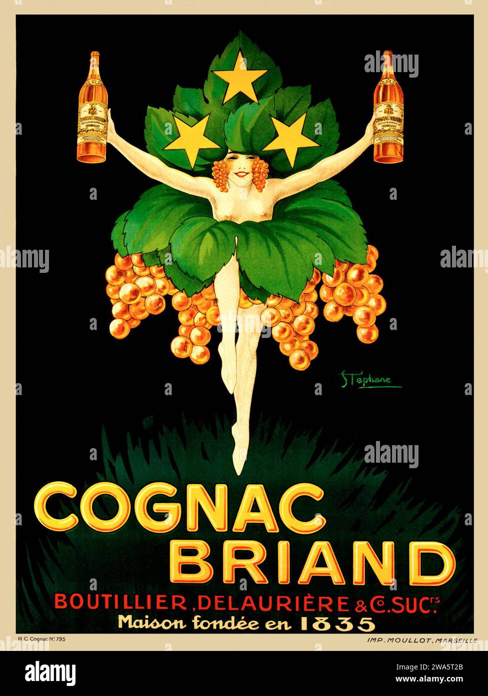 Vintage alcohol poster - Cognac Briand - Stephano 1927 Stock Photo - Alamy