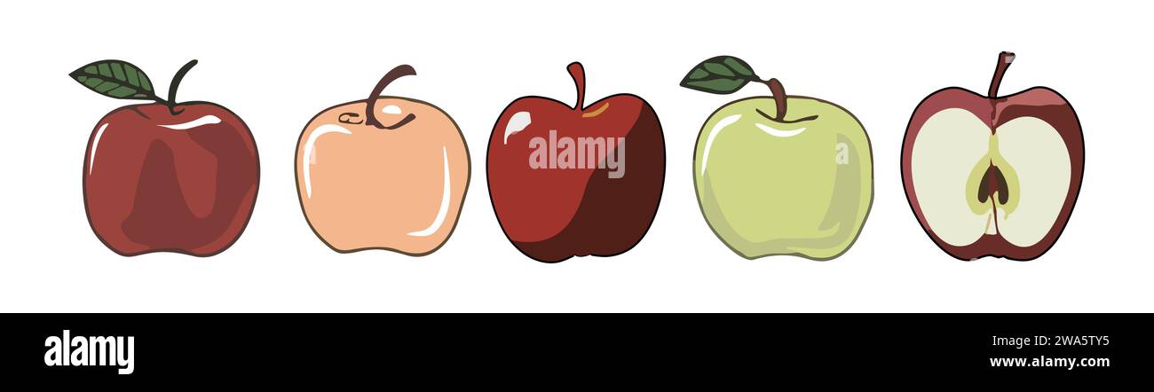 Hand drawn abstract apple fruits vector set Stock Vector Image & Art - Alamy