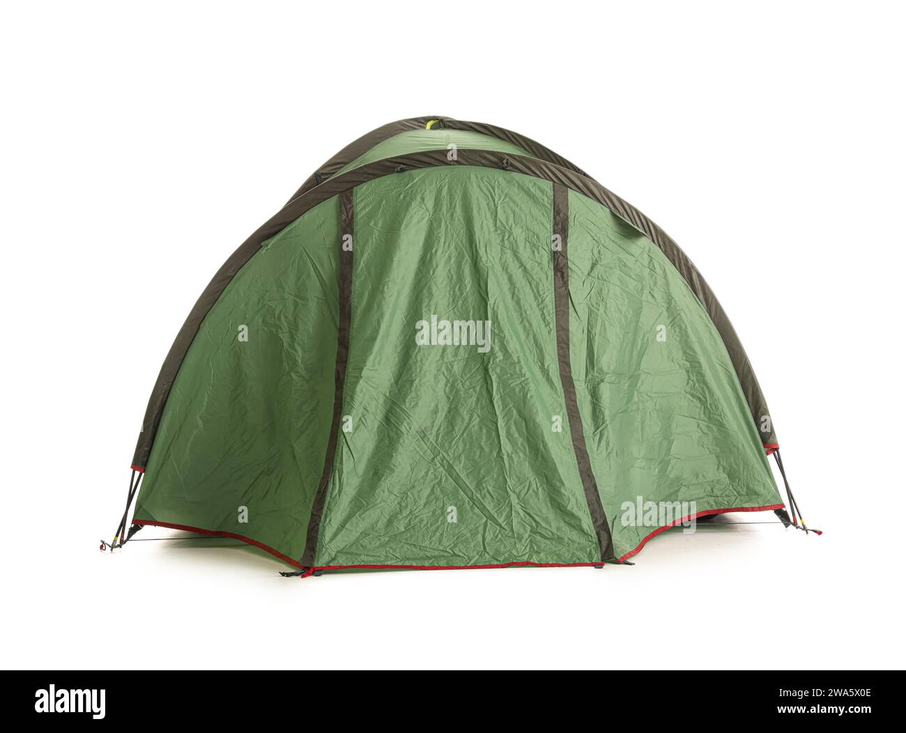 Green camping tent on white background Stock Photo - Alamy