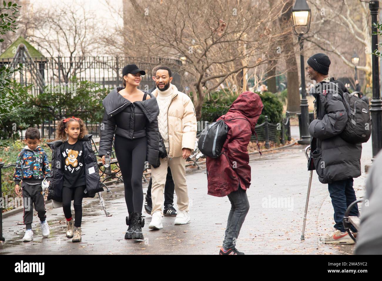 Chrissy Teigen and John Legend out for a stroll with their kids ...