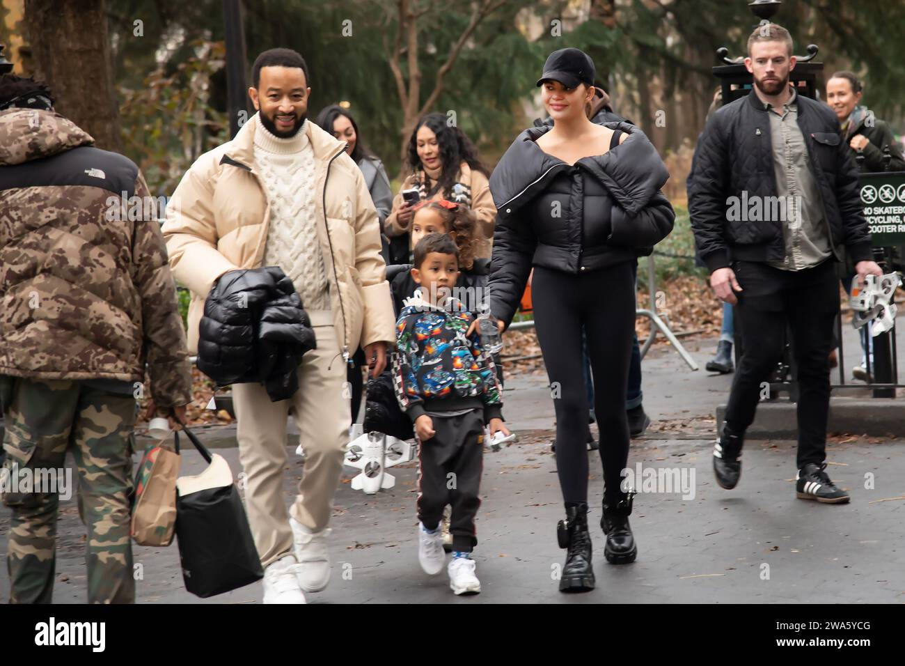 Chrissy Teigen and John Legend out for a stroll with their kids ...