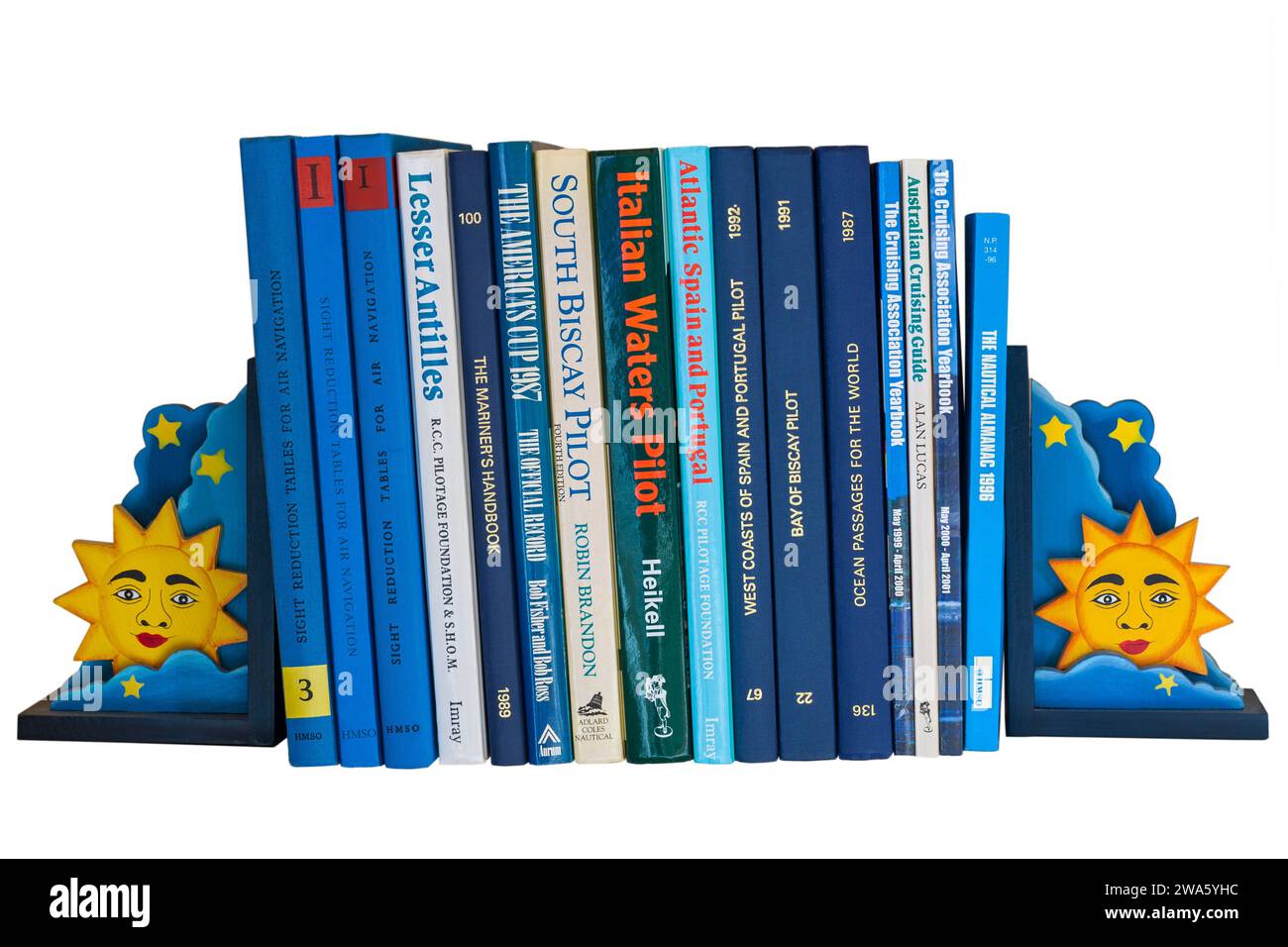 selection of sailing, navigation books isolated on white background ...