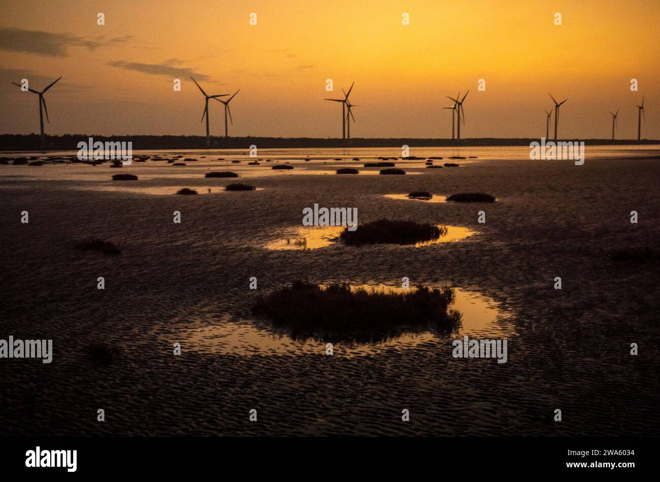Taichung, China. 02nd Jan, 2024. Visitors enjoy the serene sunset at ...