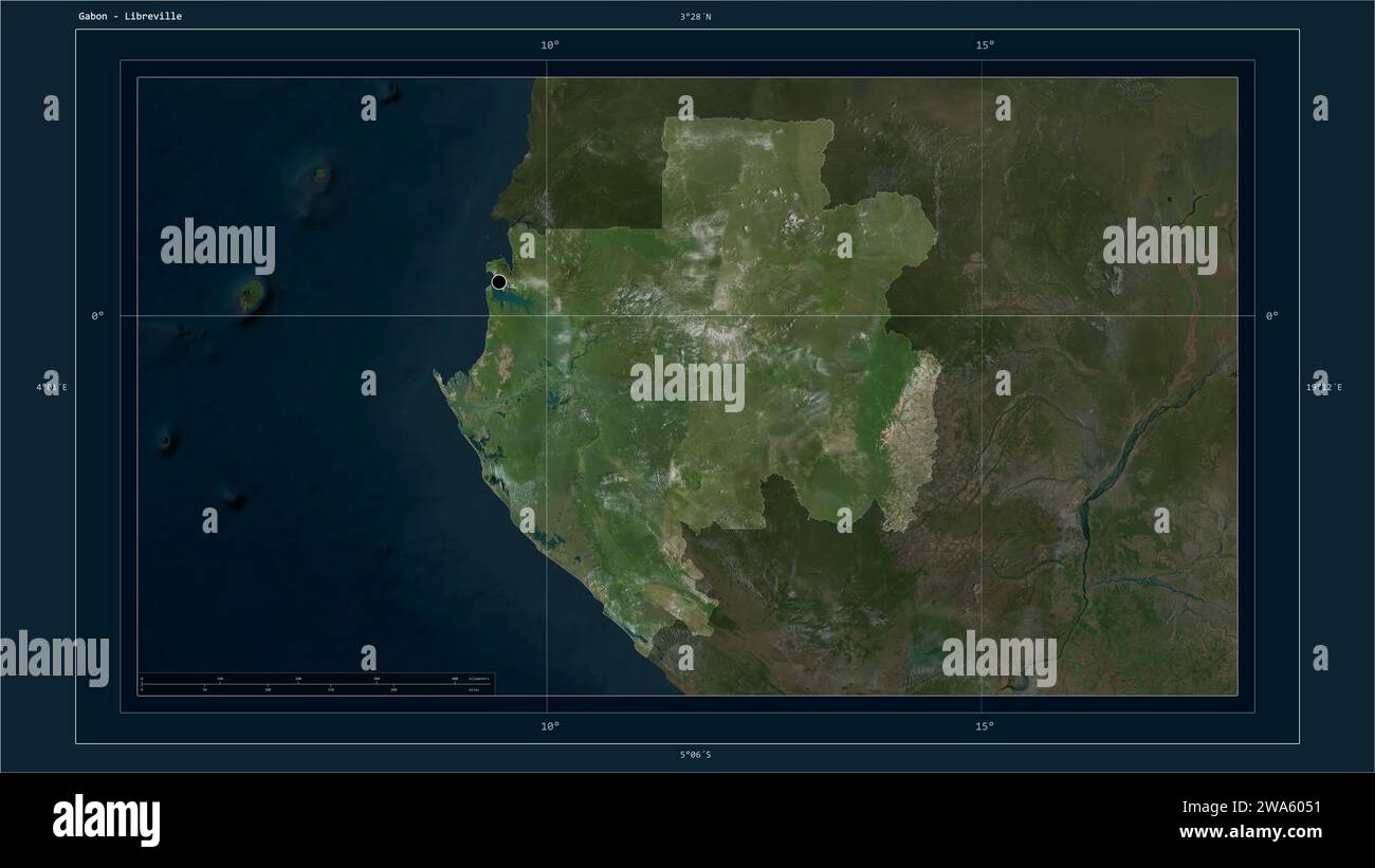 Gabon highlighted on a high resolution satellite map map with the ...
