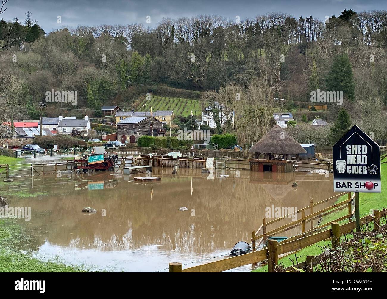 Swansea, UK. 02nd Jan, 2024. Flooded land around the Gower Heritage ...