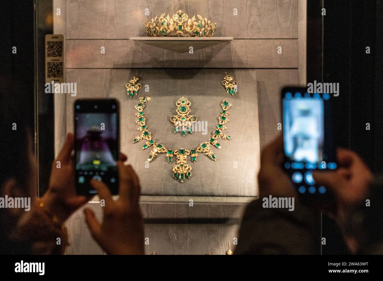 The emerald set, one of the four jewelery sets in the Crown Jewel ...