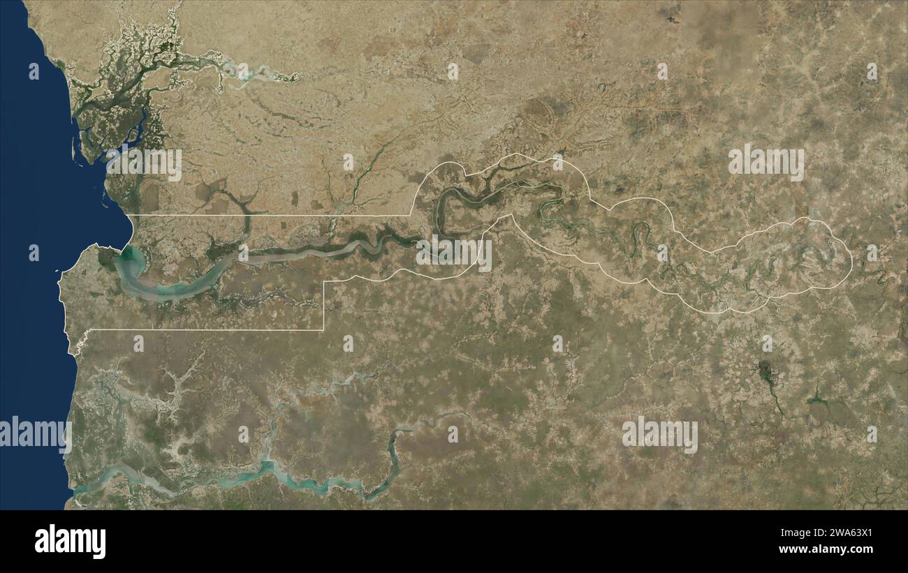 Gambia outlined on a low resolution satellite map Stock Photo - Alamy