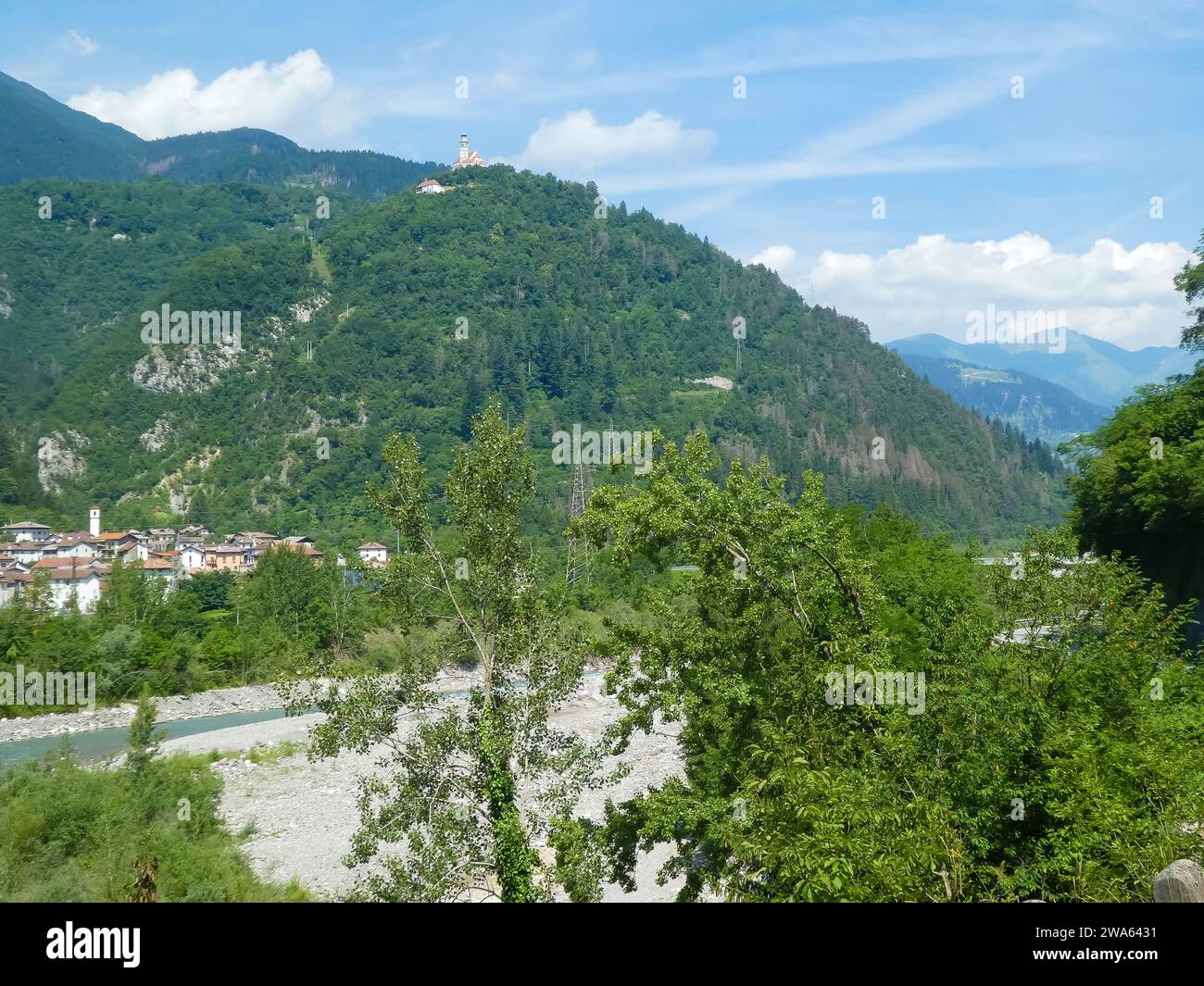 hill with the church of San Pietro on it in the CARNIA region in ...