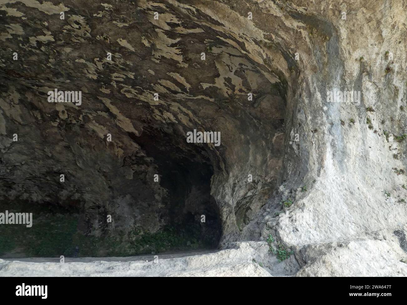 large caves dug inside the mountain used in the prehistoric era by ...