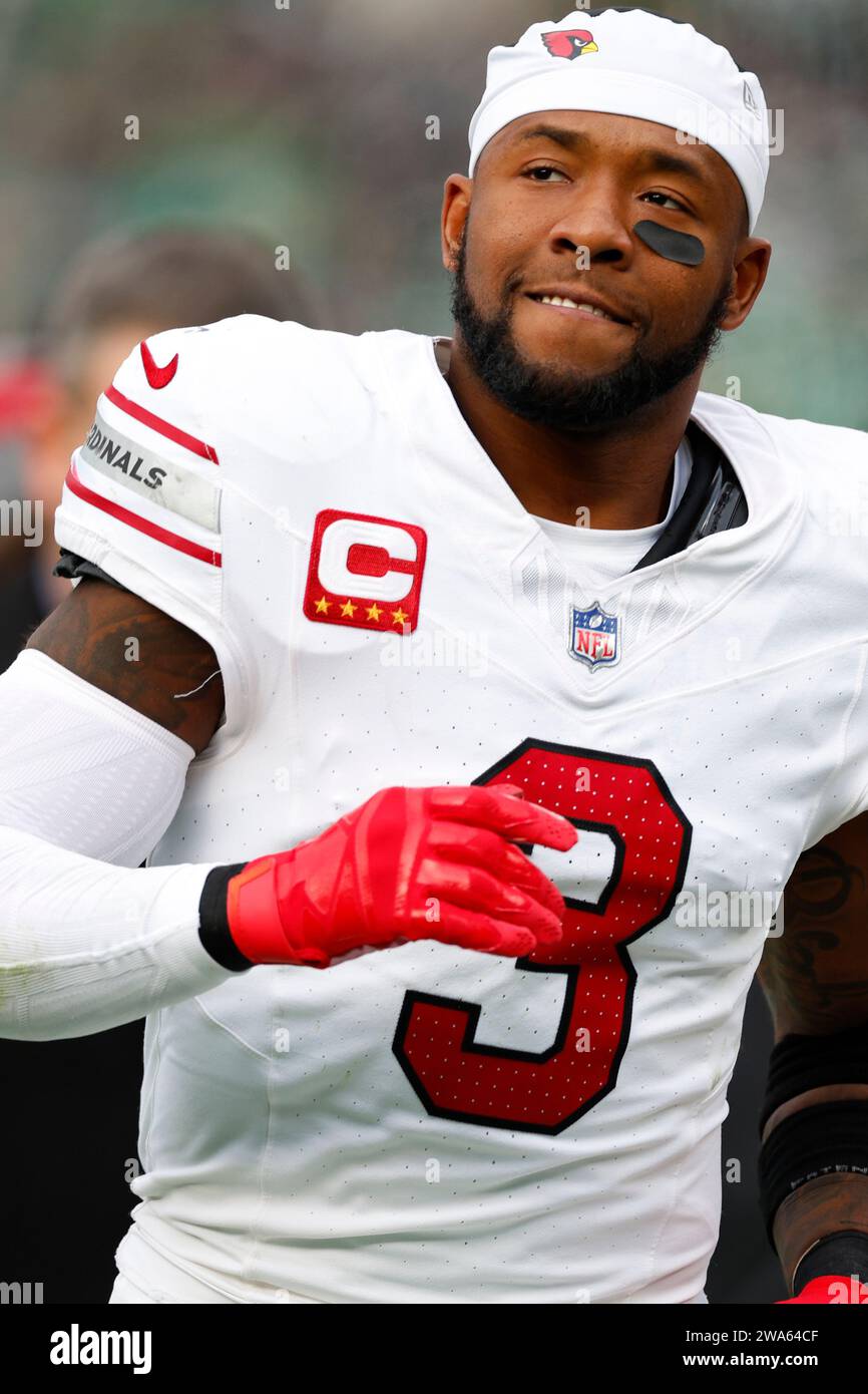 Arizona Cardinals safety Budda Baker (3) leaves the field at the end of ...