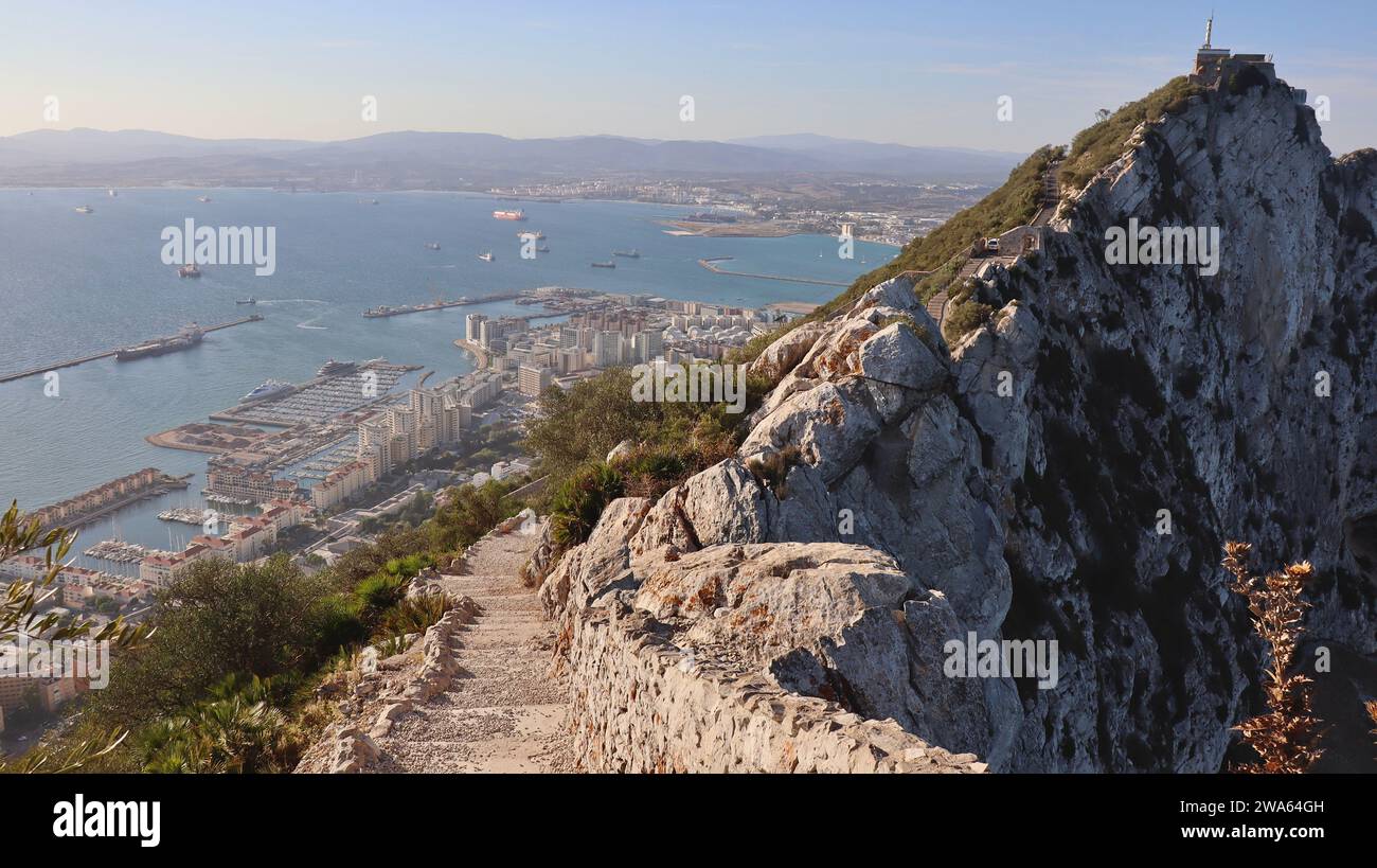Drone photo rock of gibraltar united kingdom hi-res stock photography ...
