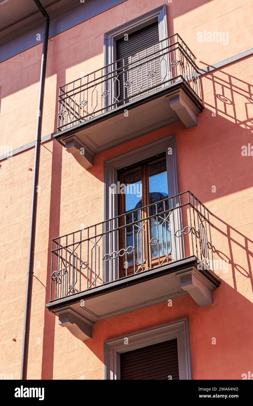 Typical balconies in an Italian apartment building in Milan Stock Photo ...