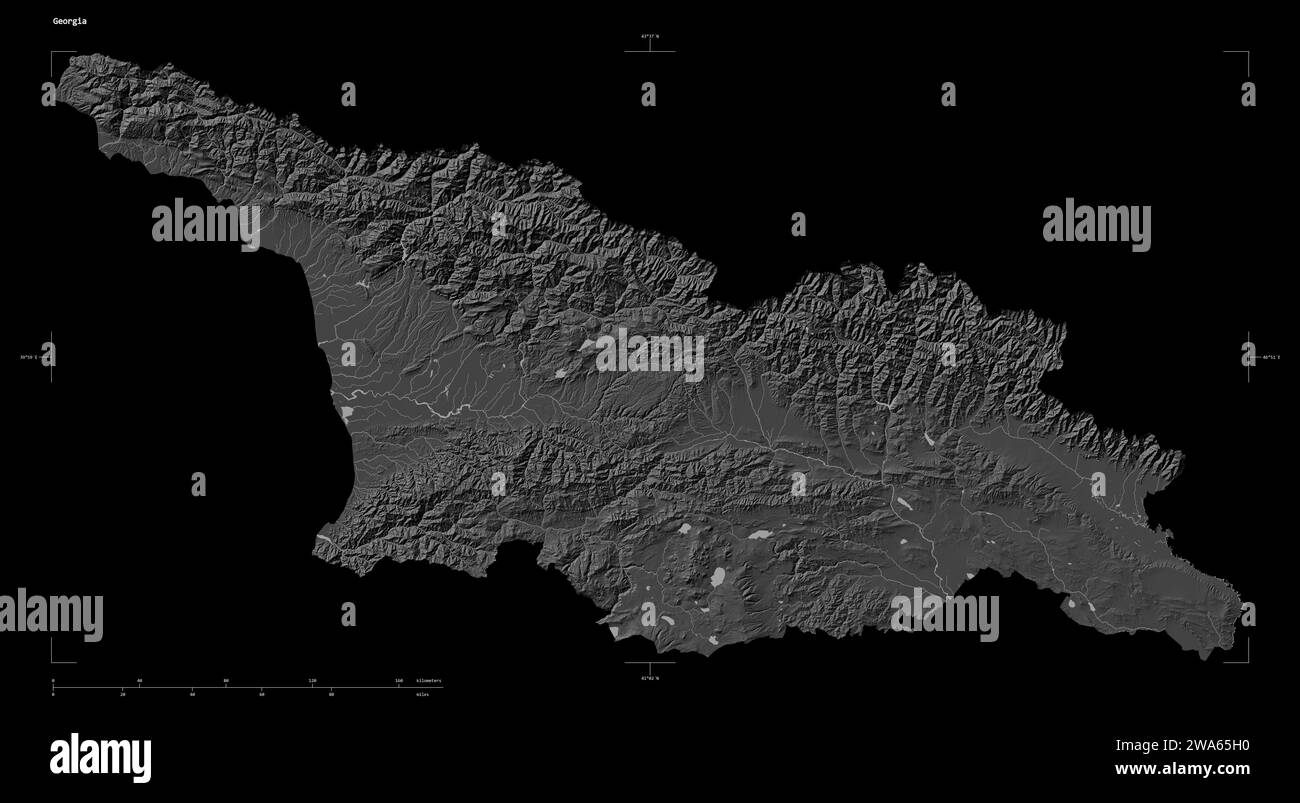 Shape of a Bilevel elevation map with lakes and rivers of the Georgia ...