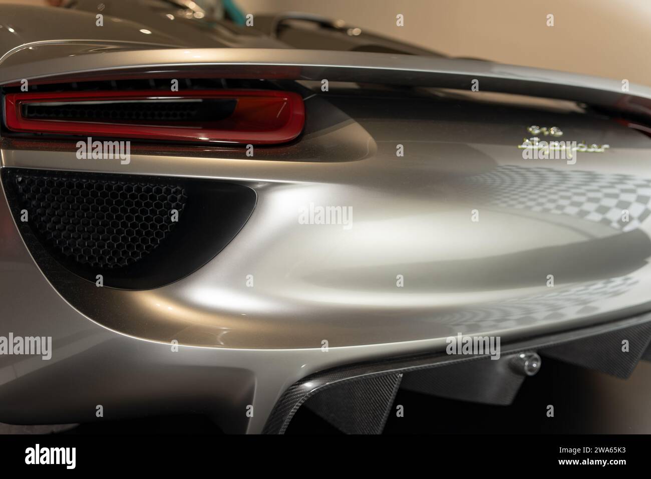 The car is photographed in close-up from behind. Stuttgart, Germany ...