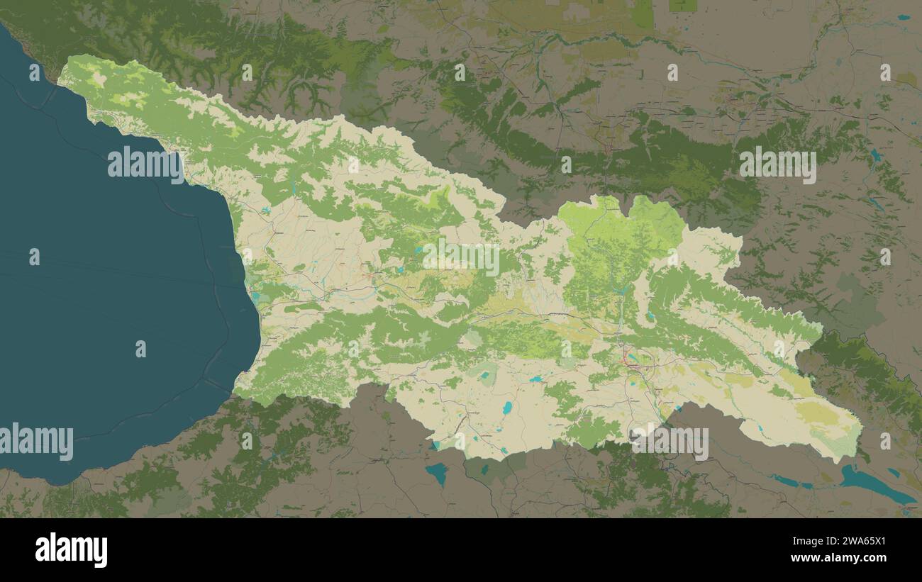 Georgia highlighted on a topographic, OSM Humanitarian style map Stock ...