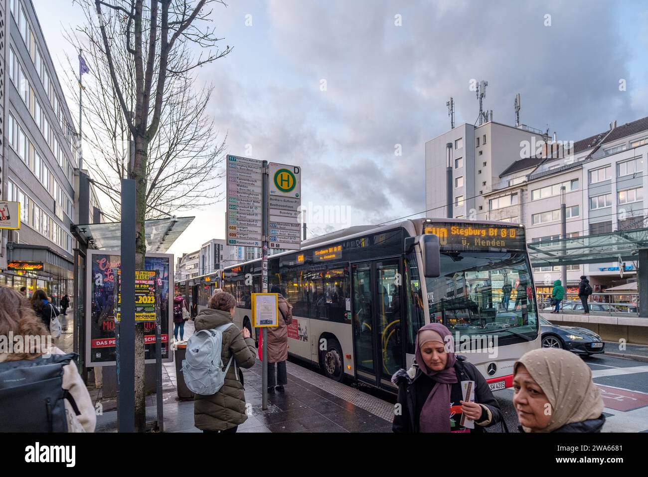Bonn, Germany - December 21, 2023 : View of a bus at the Bertha-von ...