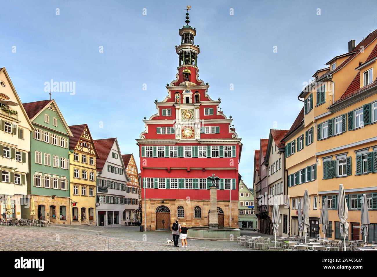 Evening scene in Esslingen am Neckar, near Stuttgart in Baden ...