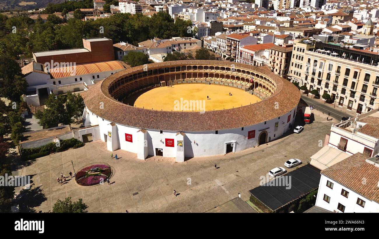 drone photo Ronda bullring, Plaza de Toros de la Real Maestranza de ...