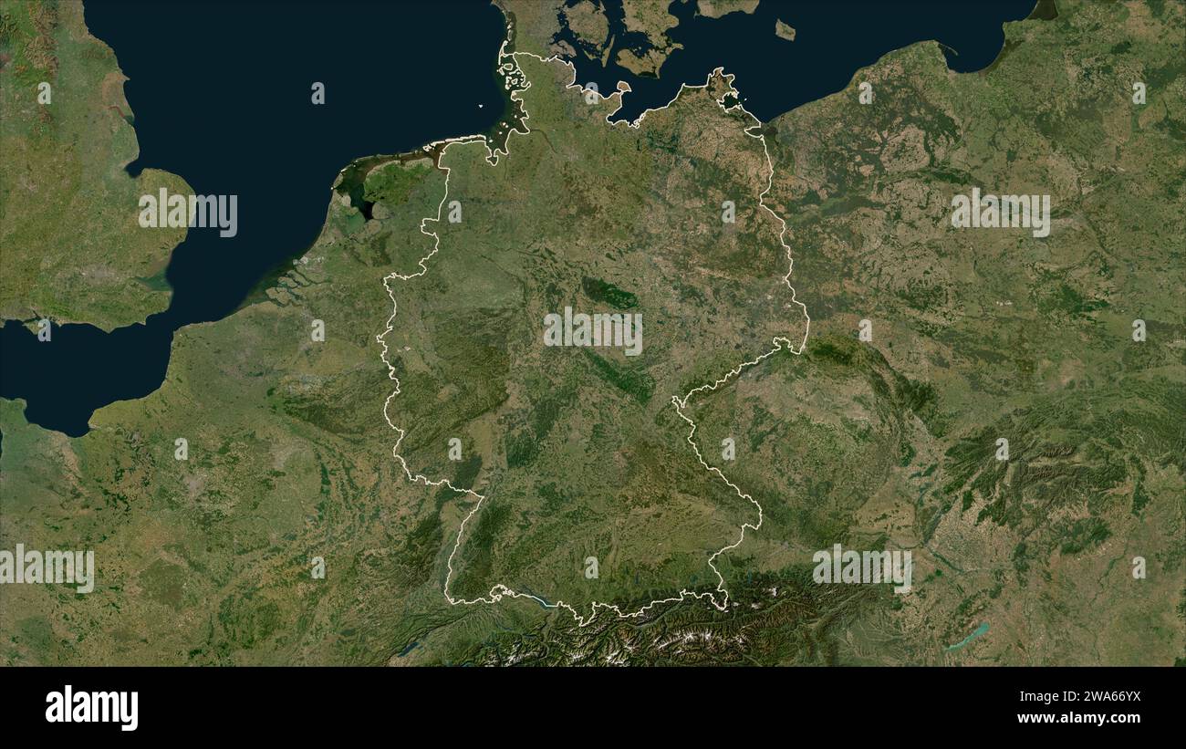 Germany outlined on a low resolution satellite map Stock Photo - Alamy