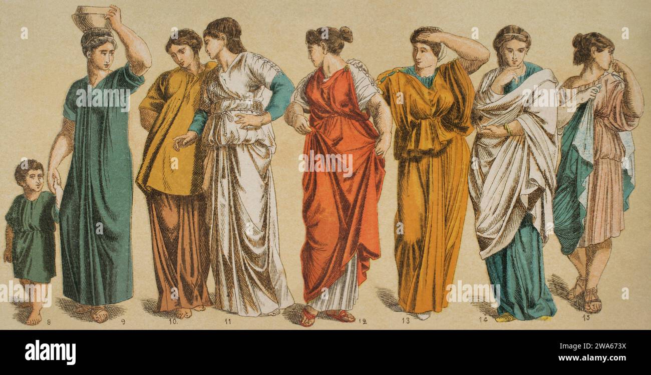 Roman Age. Costume. From left to right: 8- Boy in short-sleeved tunic ...