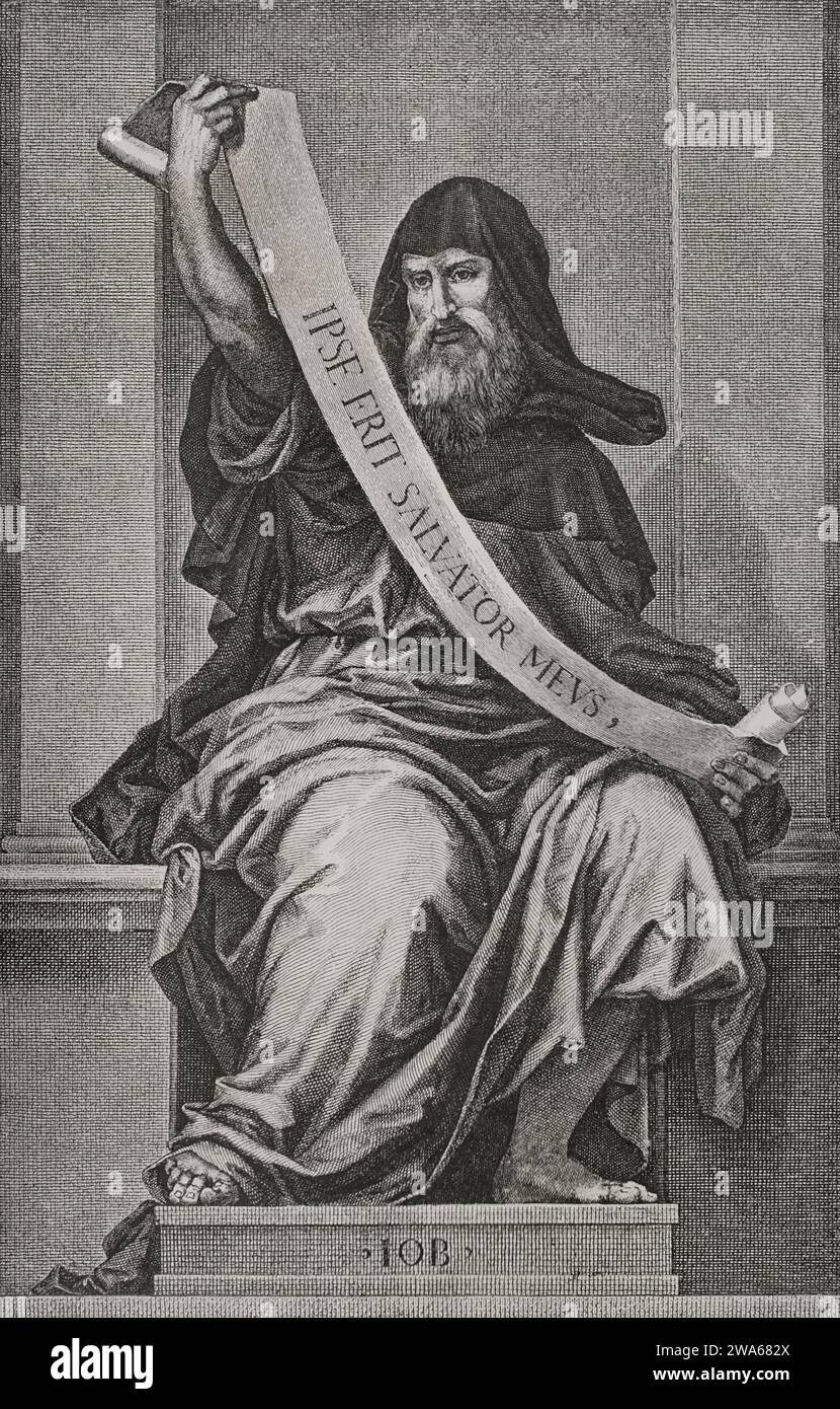 The prophet Job. Biblical figure. Old Testament. Engraving after the ...