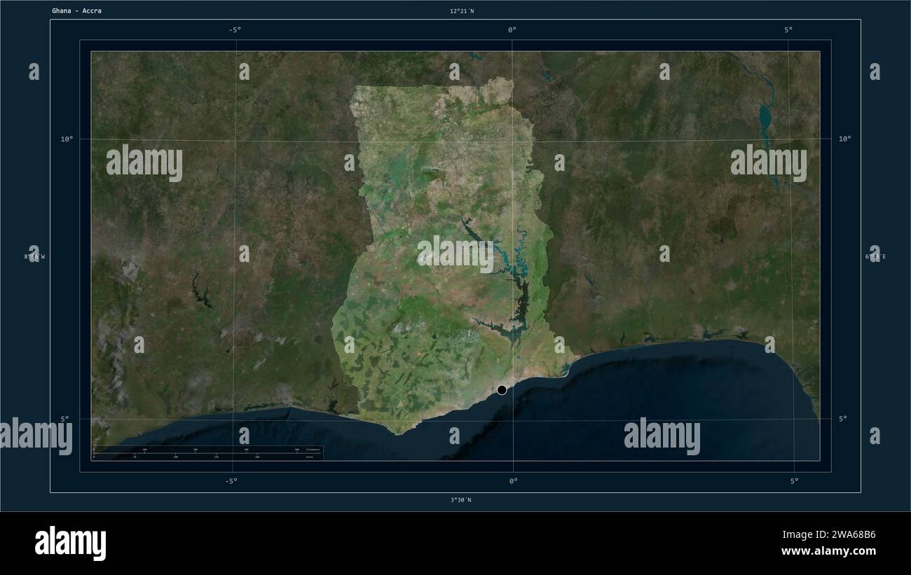 Ghana highlighted on a high resolution satellite map map with the ...