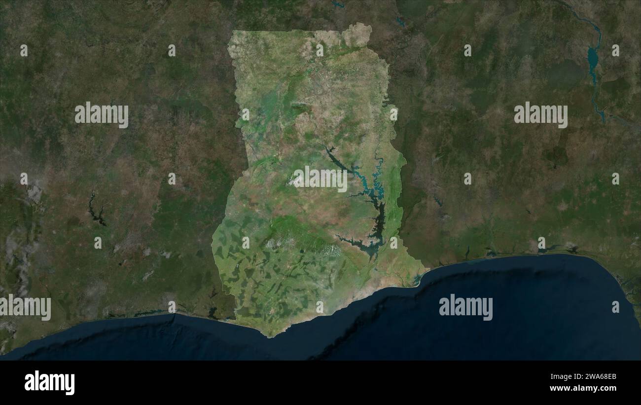 Ghana highlighted on a high resolution satellite map Stock Photo - Alamy