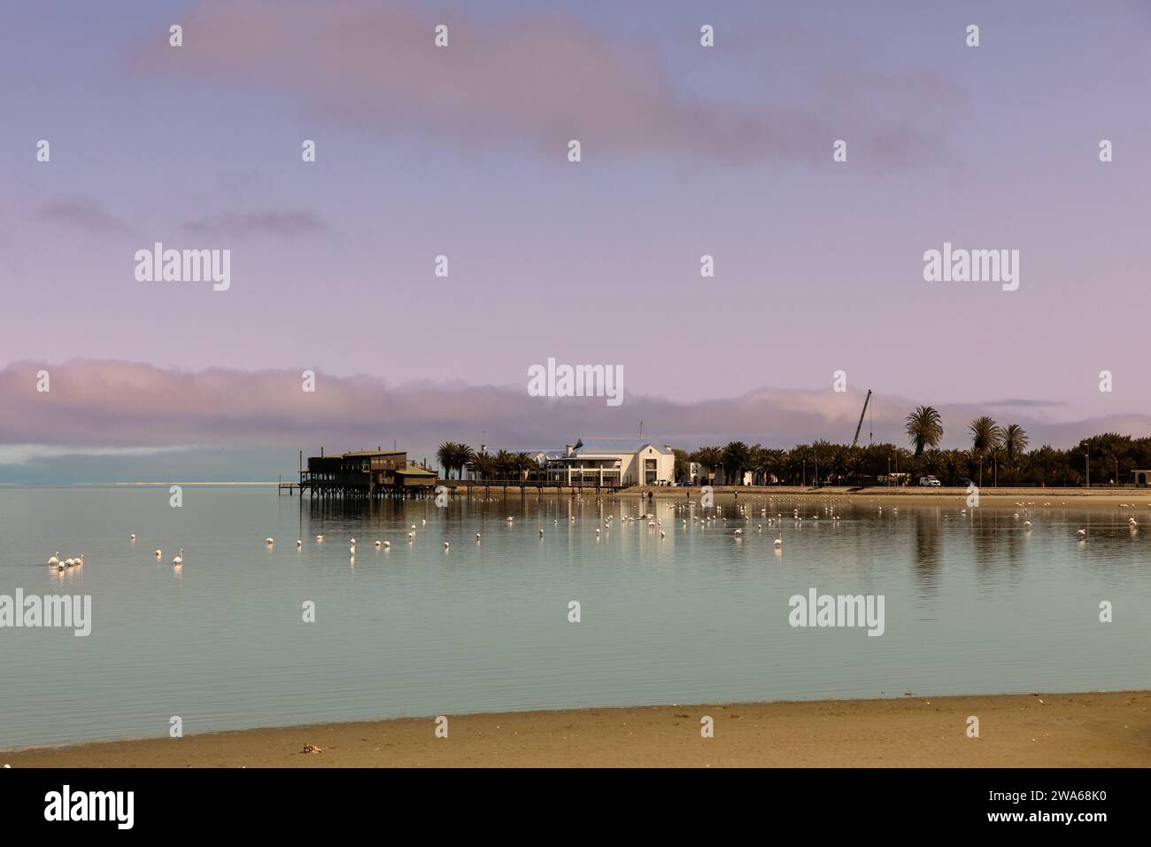 The jetty in Walvis Bay, Namibia, a prominent landmark on the lagoon ...