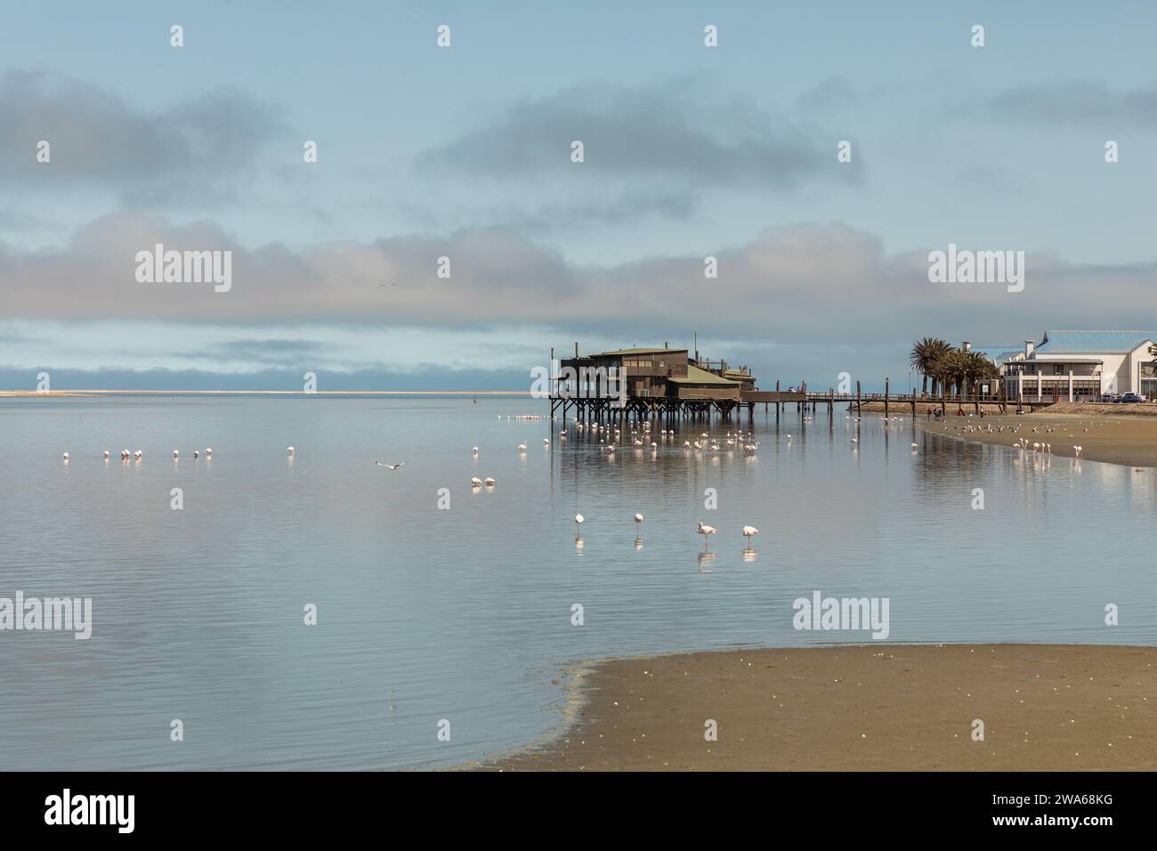 The jetty in Walvis Bay, Namibia, a prominent landmark on the lagoon ...